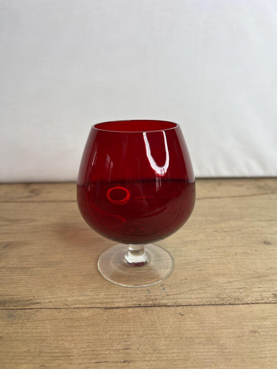 Vintage Small Red Glass Brandy Balloon Style Good Condition - Etsy