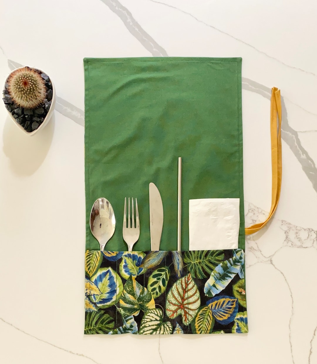Botanical Fabric Design Eco-friendly Utensil Wrap/travel Cutlery Holder ...