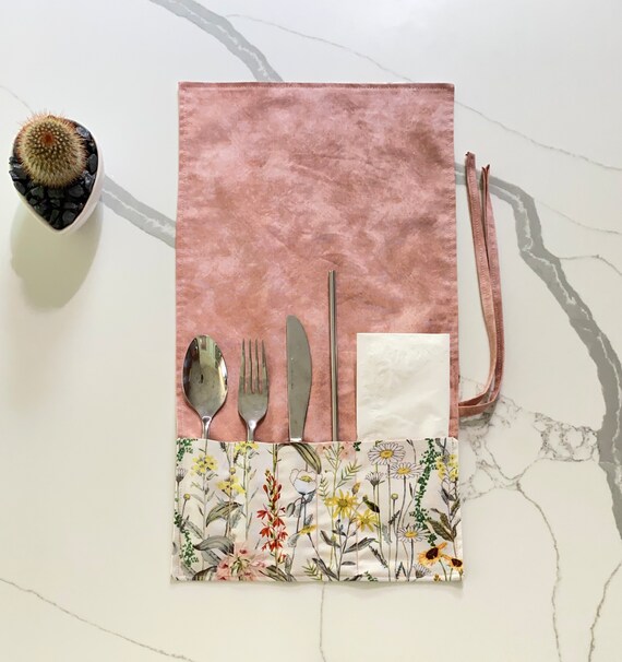 Eco-friendly Fabric Utensil Wrap/travel Cutlery Holder - Etsy