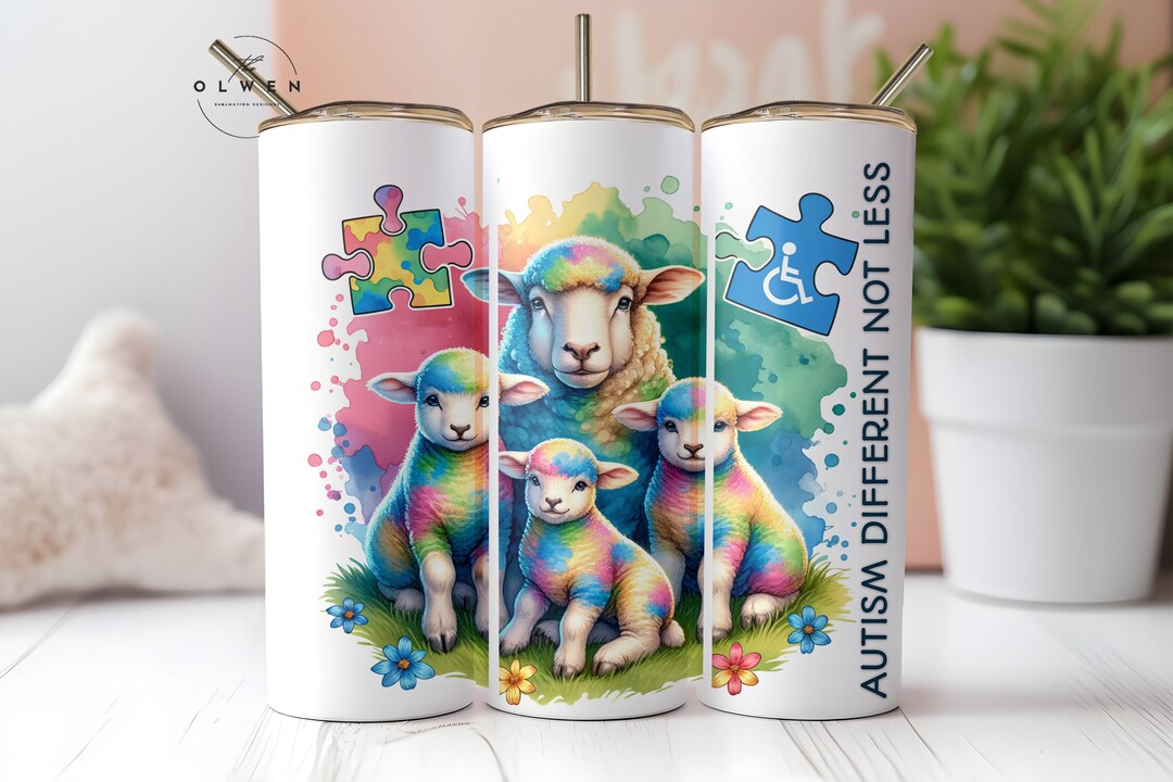 Autism Mama Sheep Mom Tumbler Wrap 20oz PNG, Autism Awareness 20oz ...