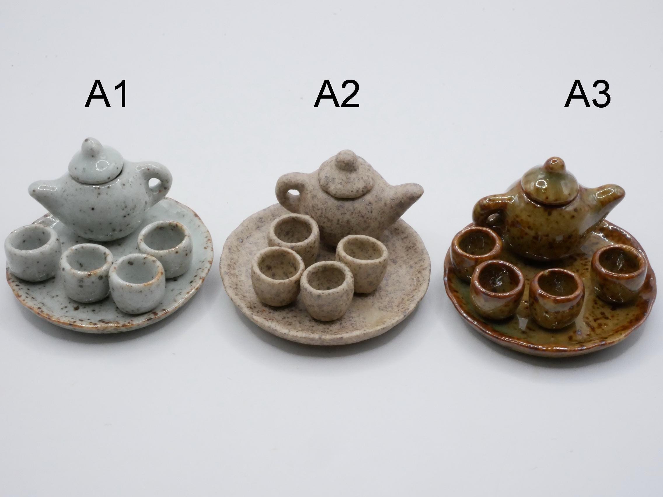 Miniature Ceramic Tea Set – 1:12 Scale Dollhouse Tea Set With Tray ...