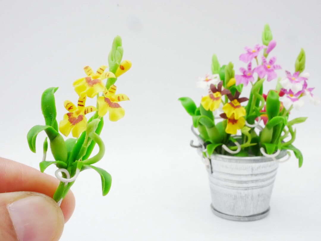 1 Pc Miniature Oncidium Orchid Dancing-lady (#B) Flower Clay Dollhouse ...