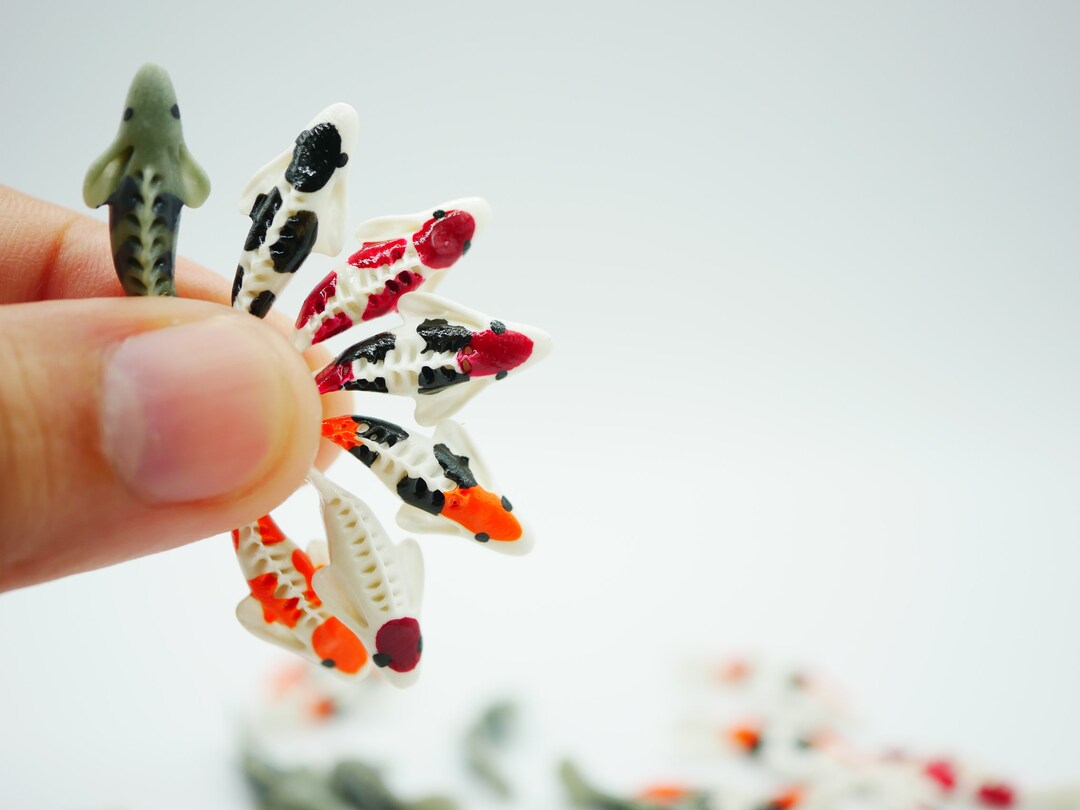 10 Pcs* Japanese Koi Fish Clay Doll Miniature Ceramic Handmade Fairy ...