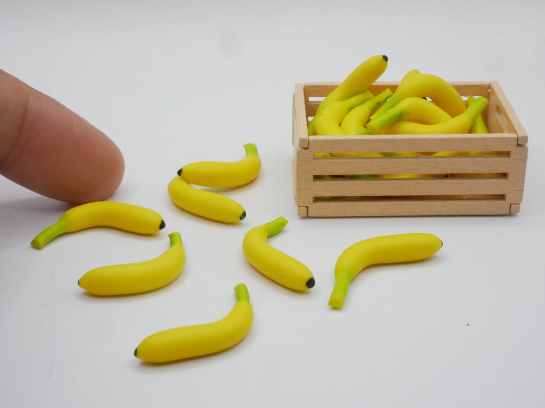 10 Pcs Miniature Single Banana Fruit Clay Dollhouse Handmade Decor 1:12 ...