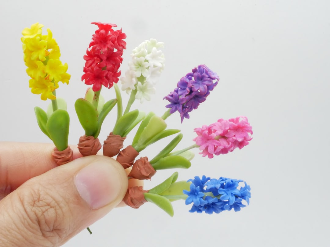 1 Pc Miniature Hyacinth Flower (SS) Clay Dollhouse Handmade Decor 1:12 ...