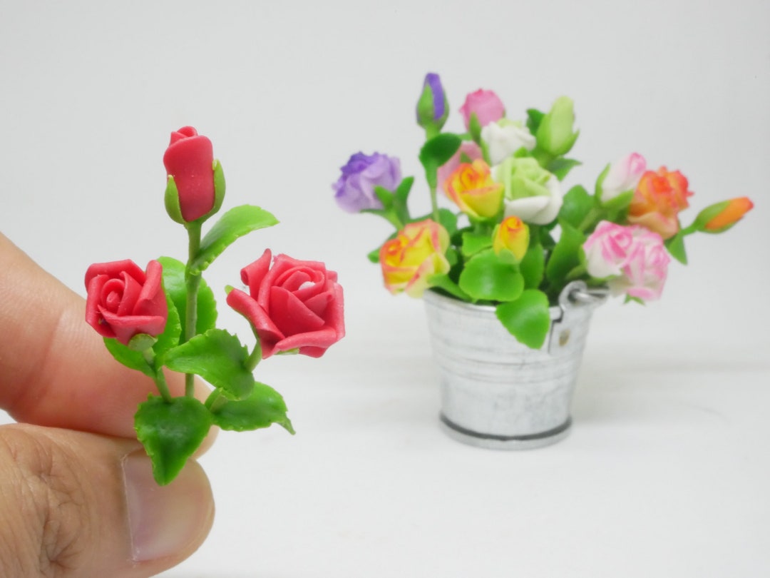 Handmade Clay Rose Flower Miniature, 1:12 Dollhouse Decor - Etsy