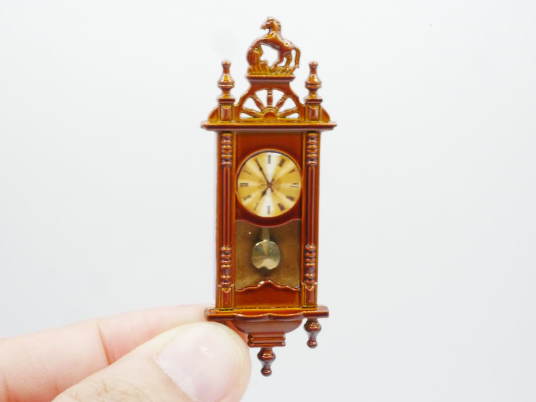 Miniature Wooden Pendulum Wall Clock: Vintage Dollhouse Furniture - Etsy