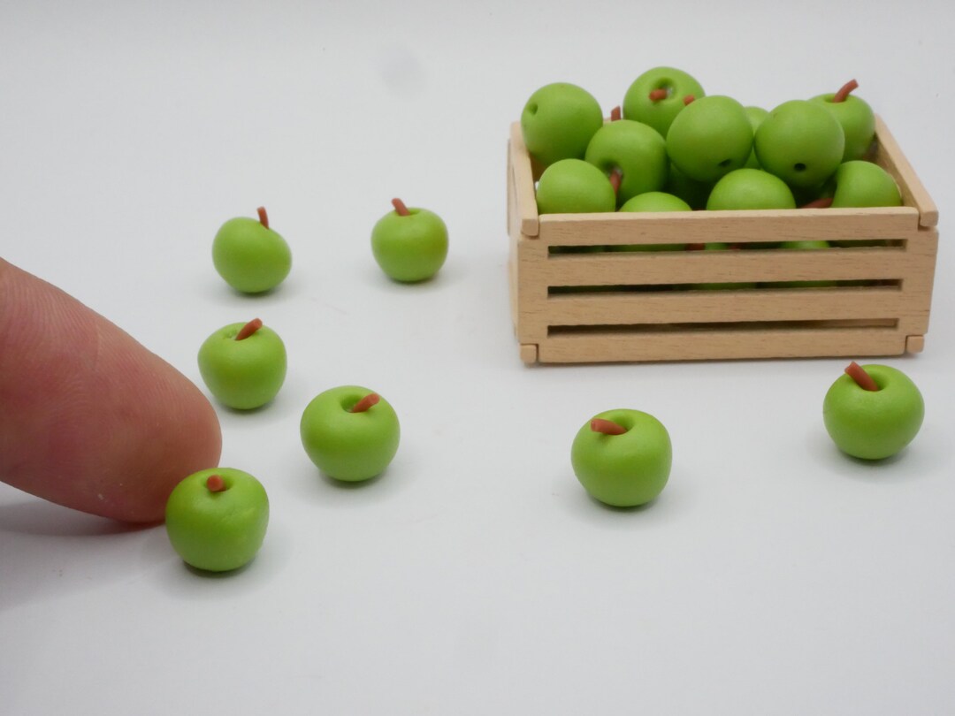 10 Miniature Green Apple Clay Fruits: Handmade Dollhouse Miniatures - Etsy