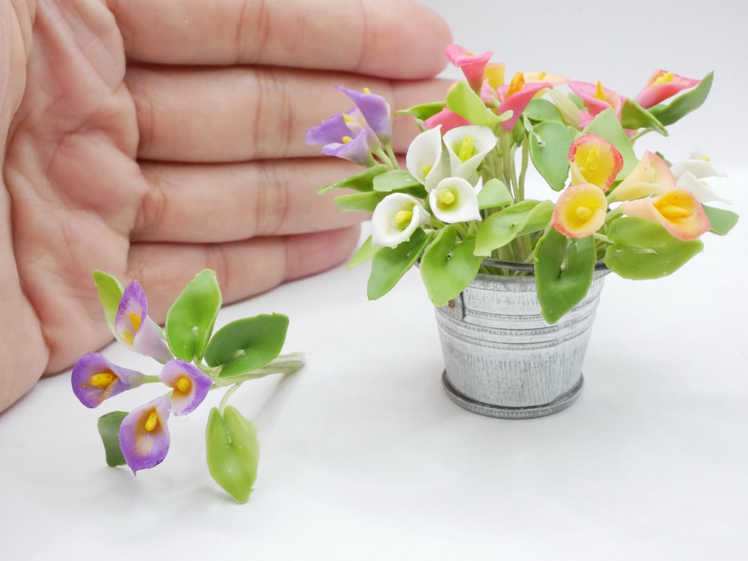 1 Pc Miniature Calla Lily Flower Clay Dollhouse Handmade Decor 1:12 ...