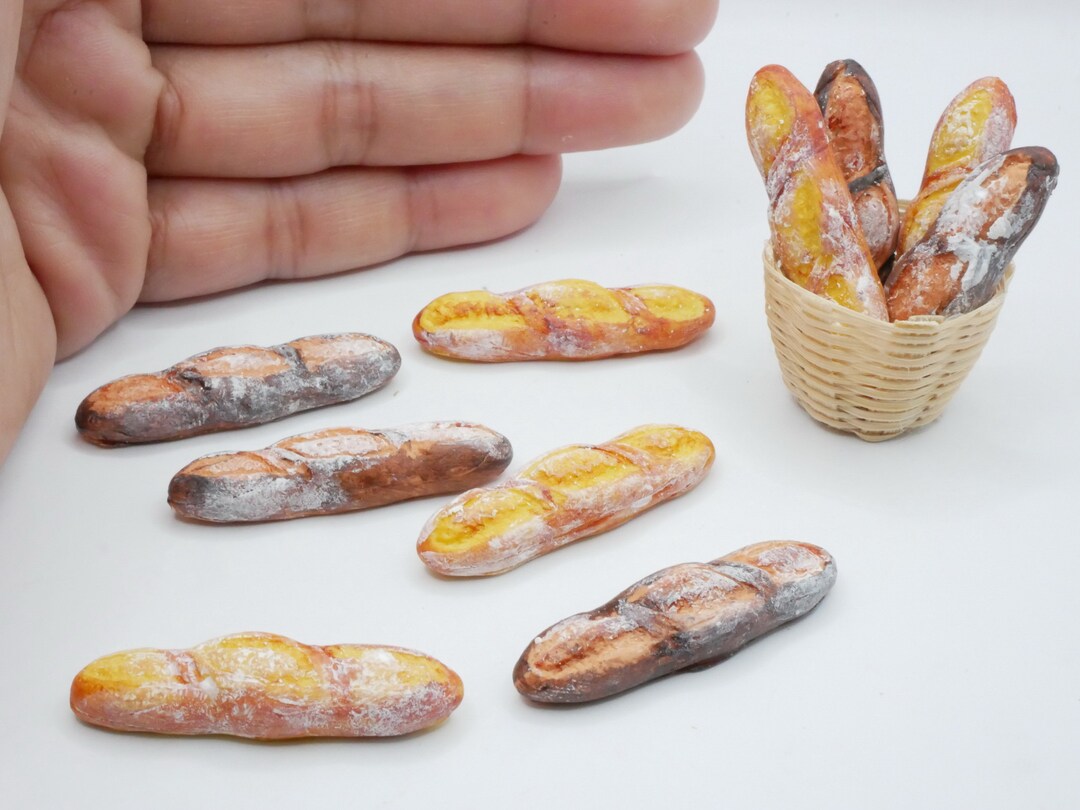 5 Pcs Miniature Baguette Bread Clay Handmade 1/12 Scale, Food Clay ...