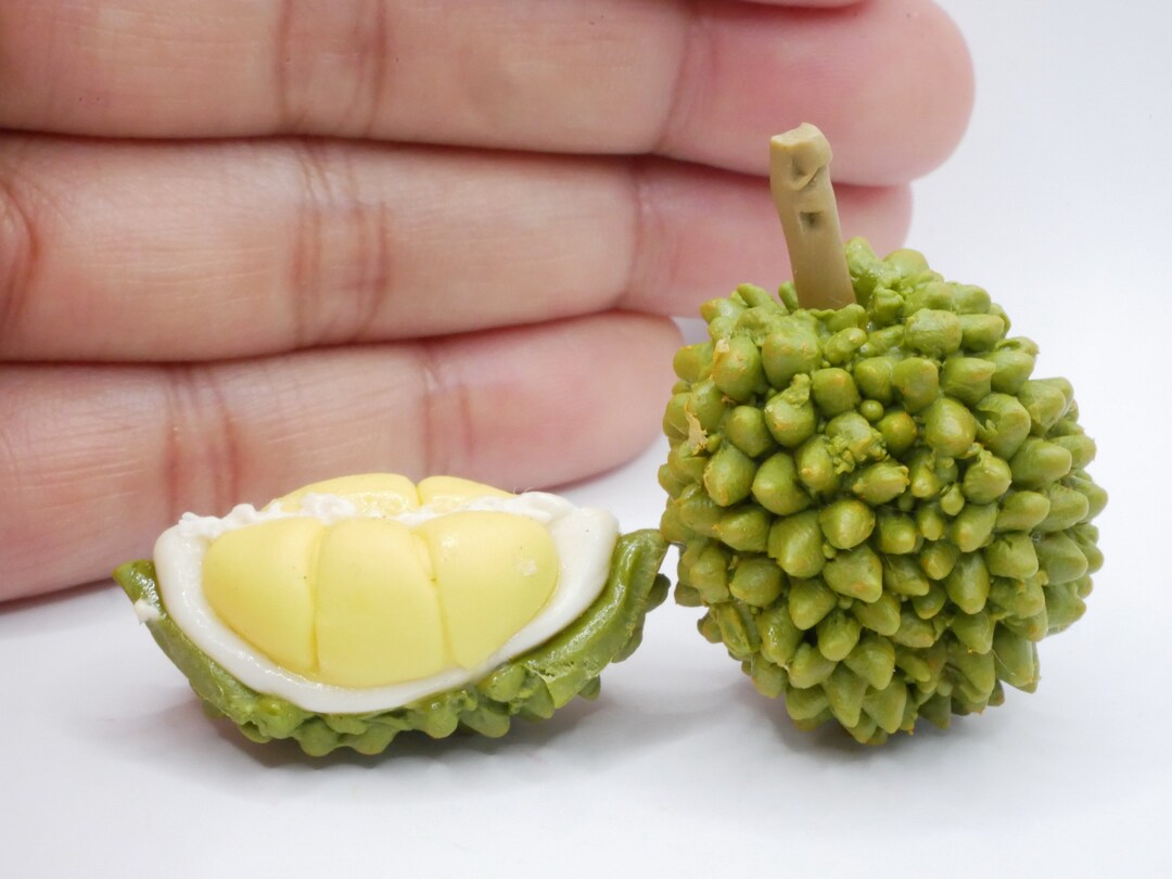 A Pair of Miniature Durian Fruit Clay Dollhouse Handmade Decoration 1: ...