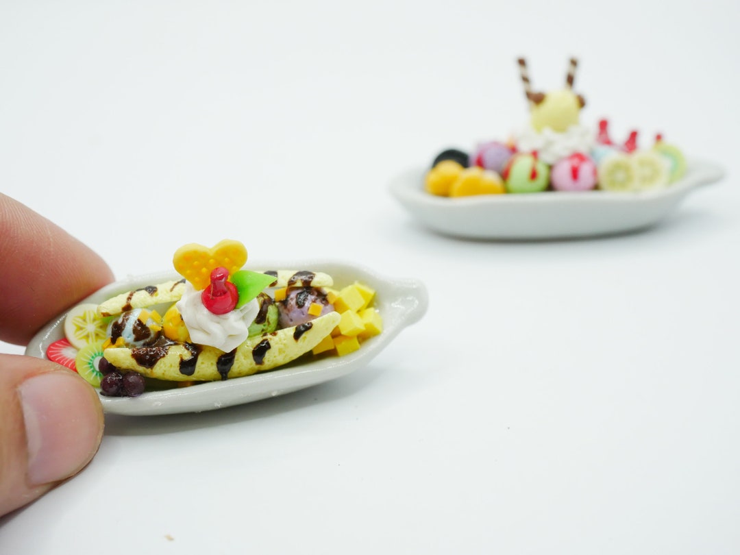 Miniature Ice Cream Clay Fimo With Ceramic Dish (random) Dollhouse ...