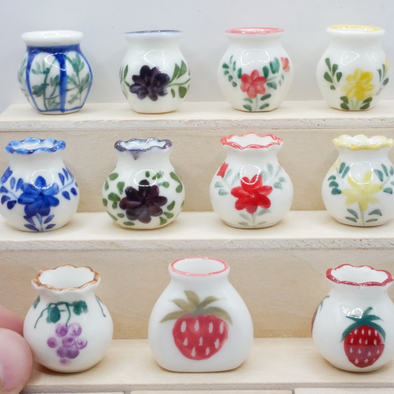 Miniature Ceramic Vase and Flowers - Etsy