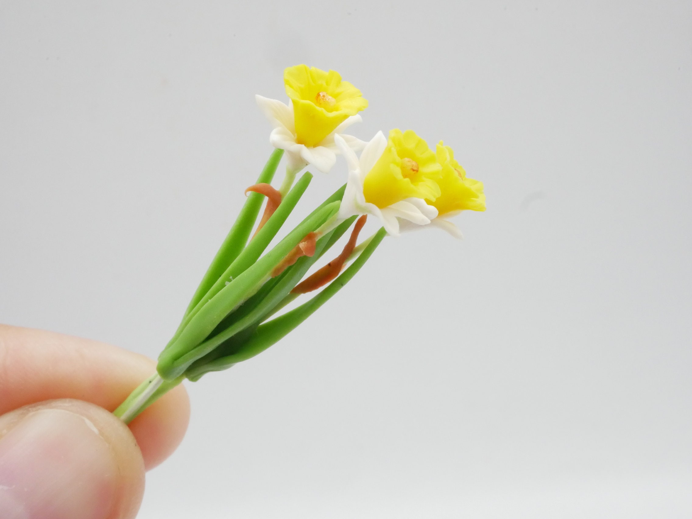 1 Pc Miniature Daffodil Flower (SS) Clay Dollhouse Handmade Decor 1:12 ...