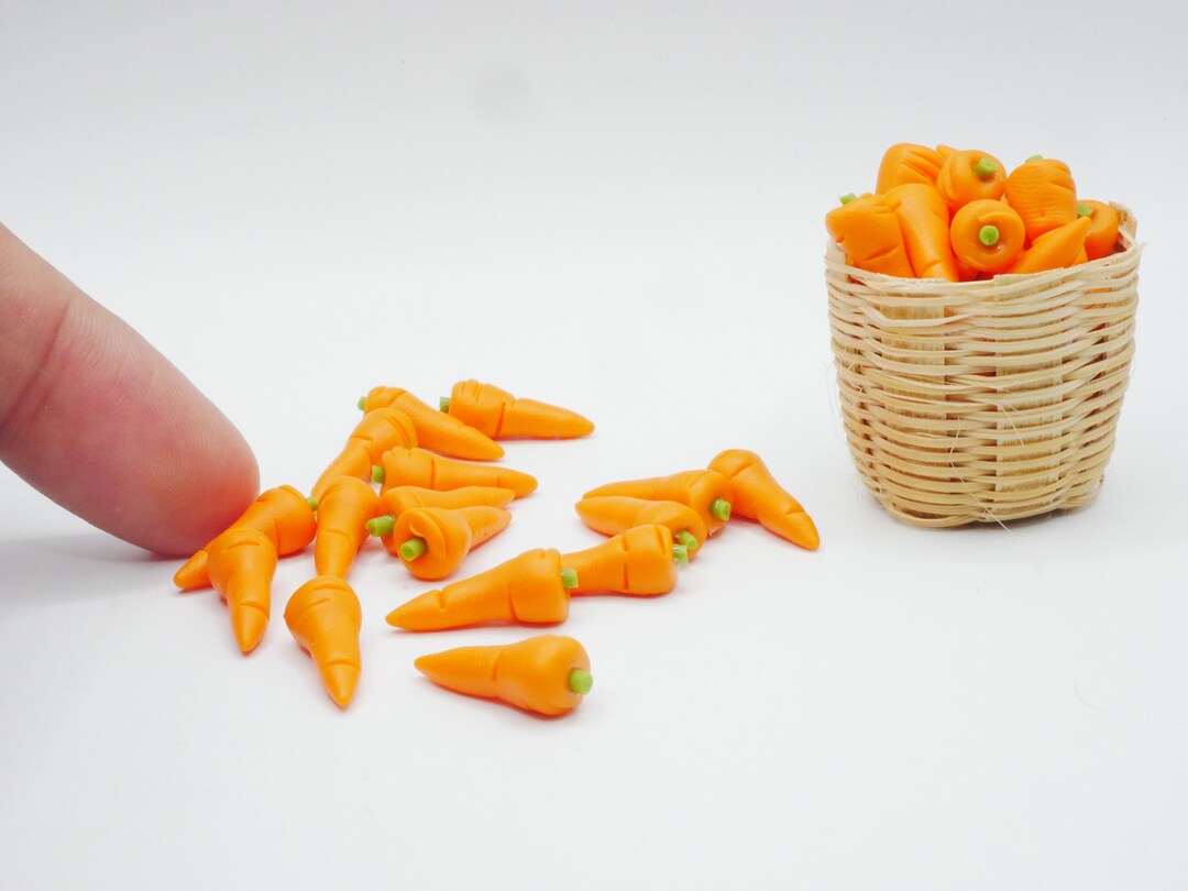 10 Pcs Miniature Carrot Clay Fruit Dollhouse Handmade Miniature Carrot ...