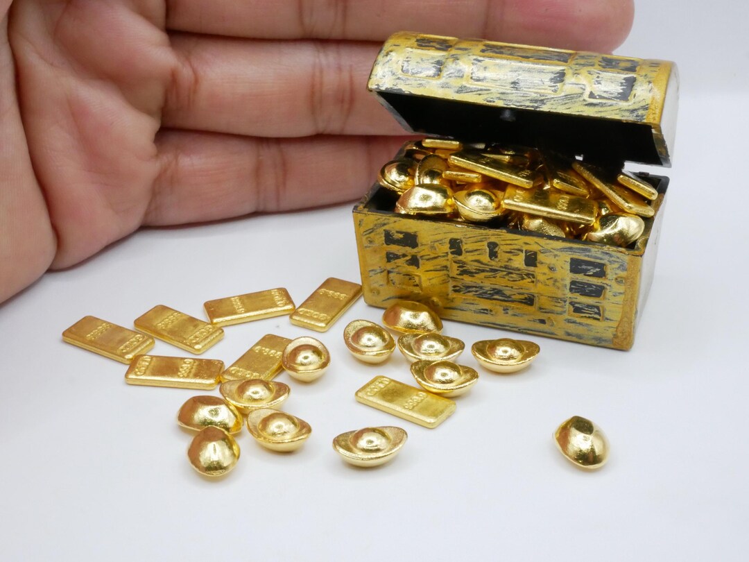 Miniature Gold Bars & Ingots for Dollhouse or Diorama – Realistic Tiny ...