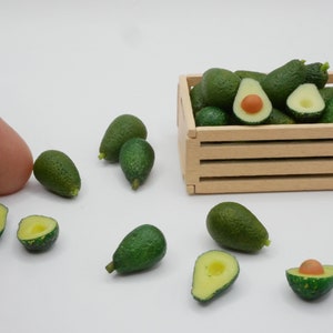 Miniature Avocado Fruit Clay Mini Fruit Dollhouse Handmade 1/12 Scale ...