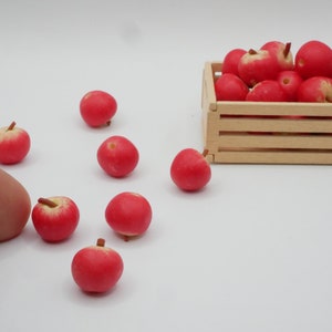 10 Pcs Miniature Red Apple Clay Fruit Clay Dollhouse Handmade ...