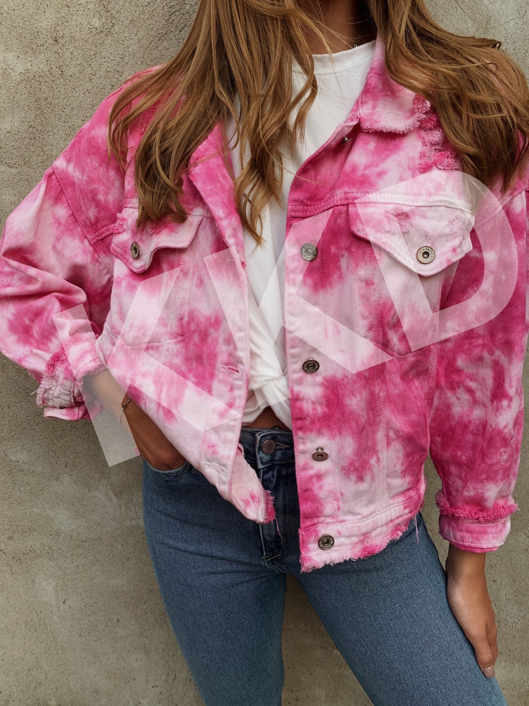 Custom One Color Tie Dye Jeans Jacket - Etsy