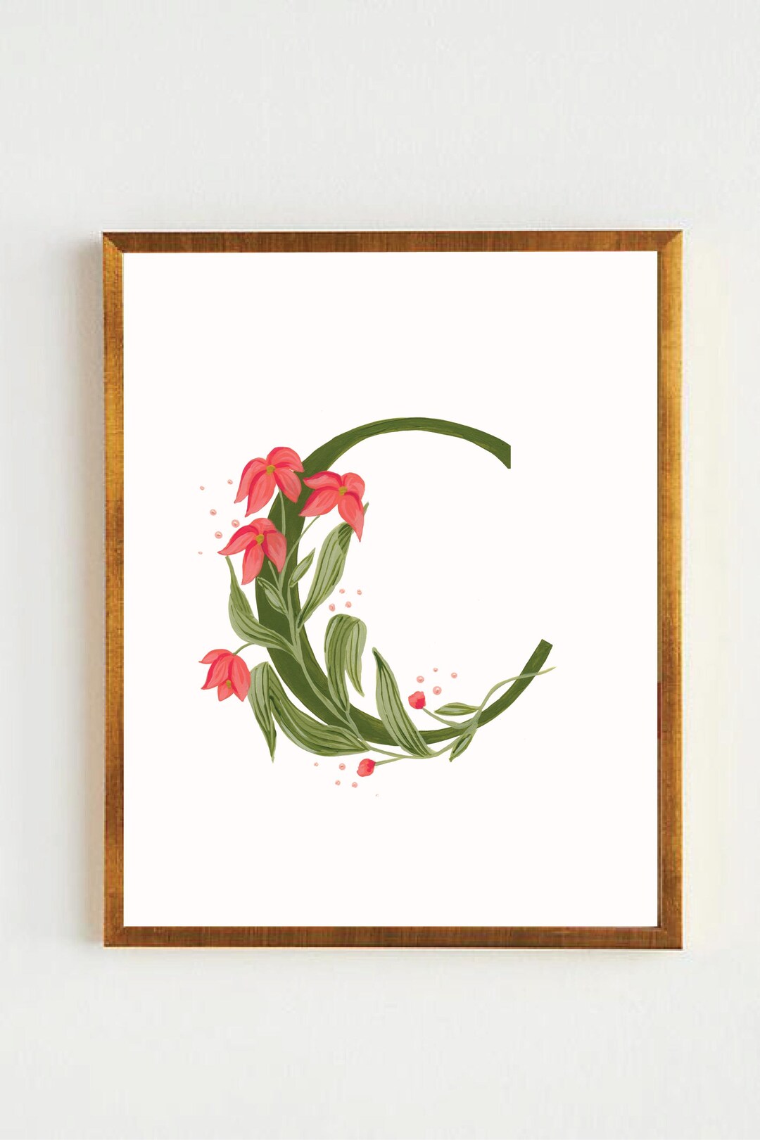 C, Printable Floral Letter Art, Nursery Wall Art, Alphabet Wall Art ...