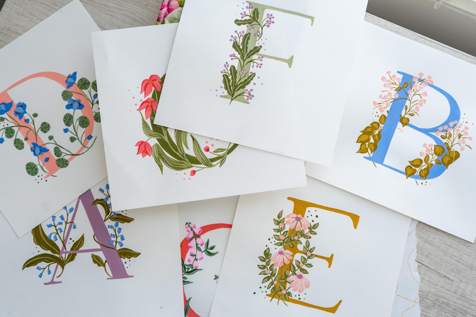 B, Printable Floral Letter Art, Nursery Wall Art, Alphabet Wall Art ...