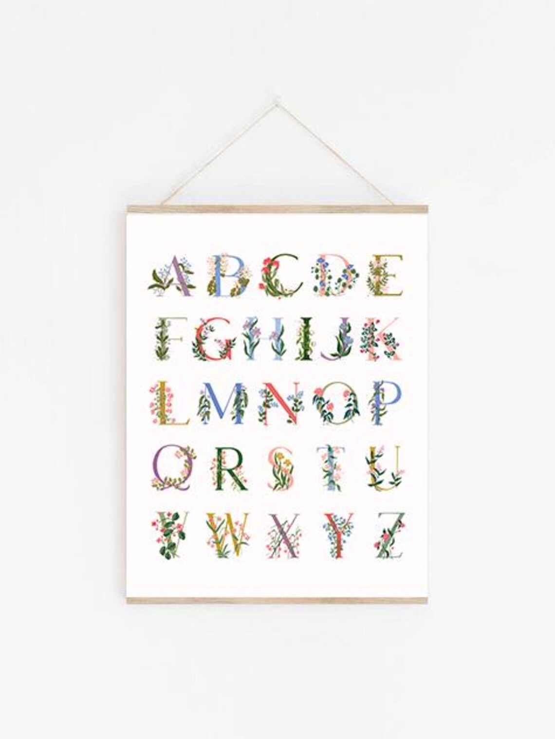 Floral Alphabet Printable for Girls Nursery Decor | Instant Download ...