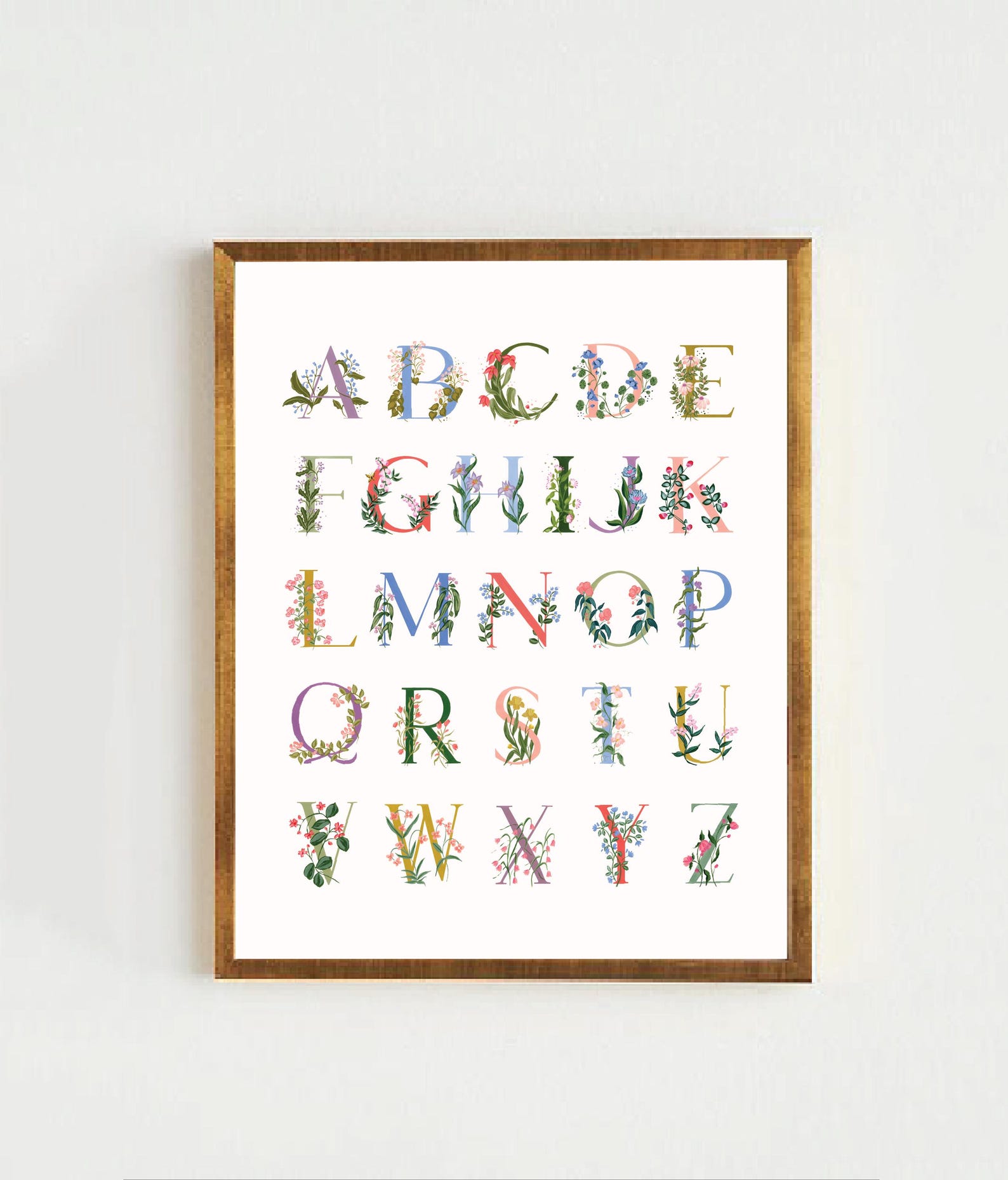 Floral Alphabet Printable for Girls Nursery Decor | Instant Download ...