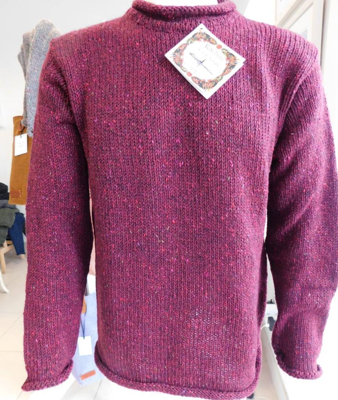 Irish Donegal Fisherman Sweater in 100% Donegal Tweed Wool - Etsy India