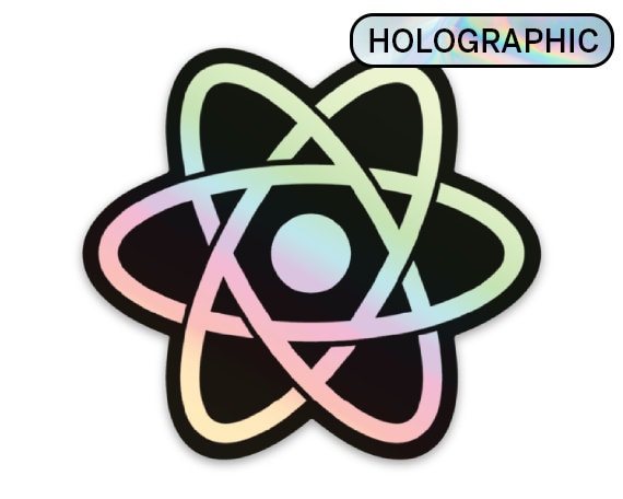 Holographic React Sticker | Etsy