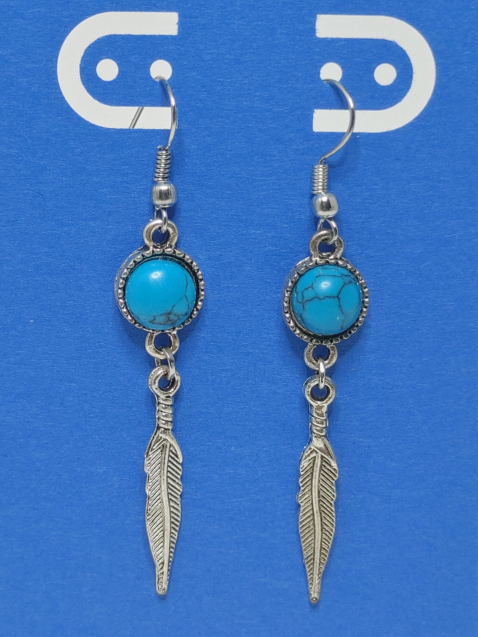 Turquoise With Silver Feather Accents - Etsy