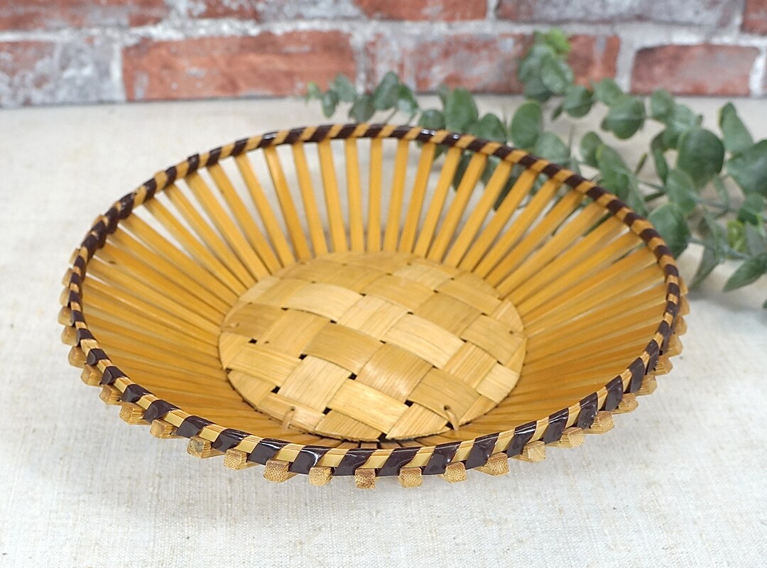 Old Bread Basket Made of Wood and Palm Leaves 70 Years Basket Bread ...