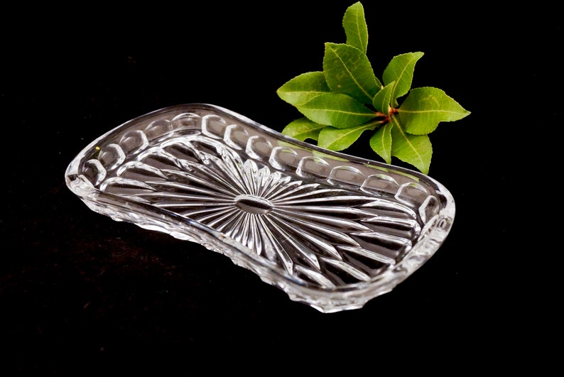 Beautiful 70s Serving Plate Rectangular Glass Plate Old Glass Deco ...