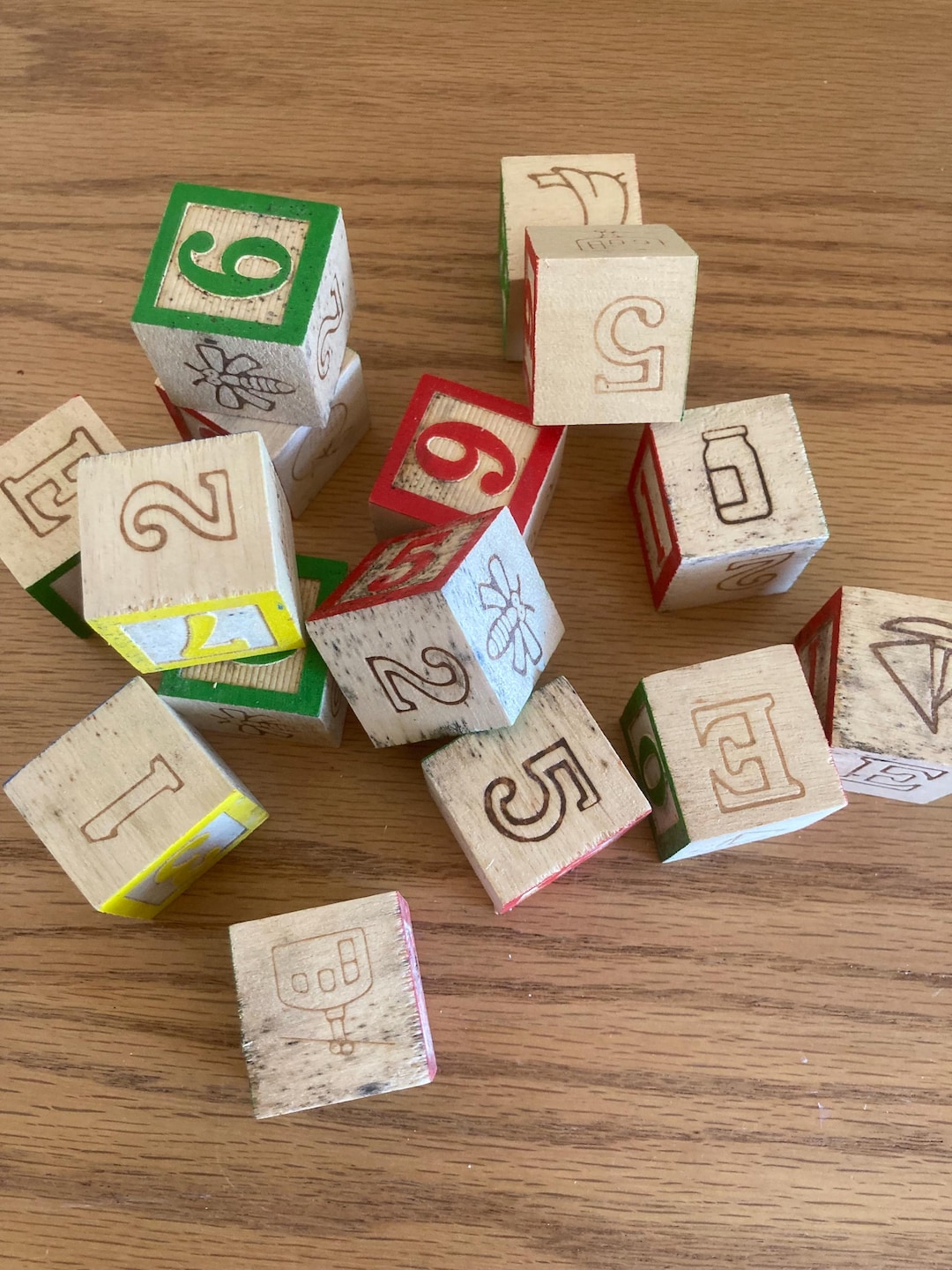 15 Vintage Wooden Number Blocks - Etsy