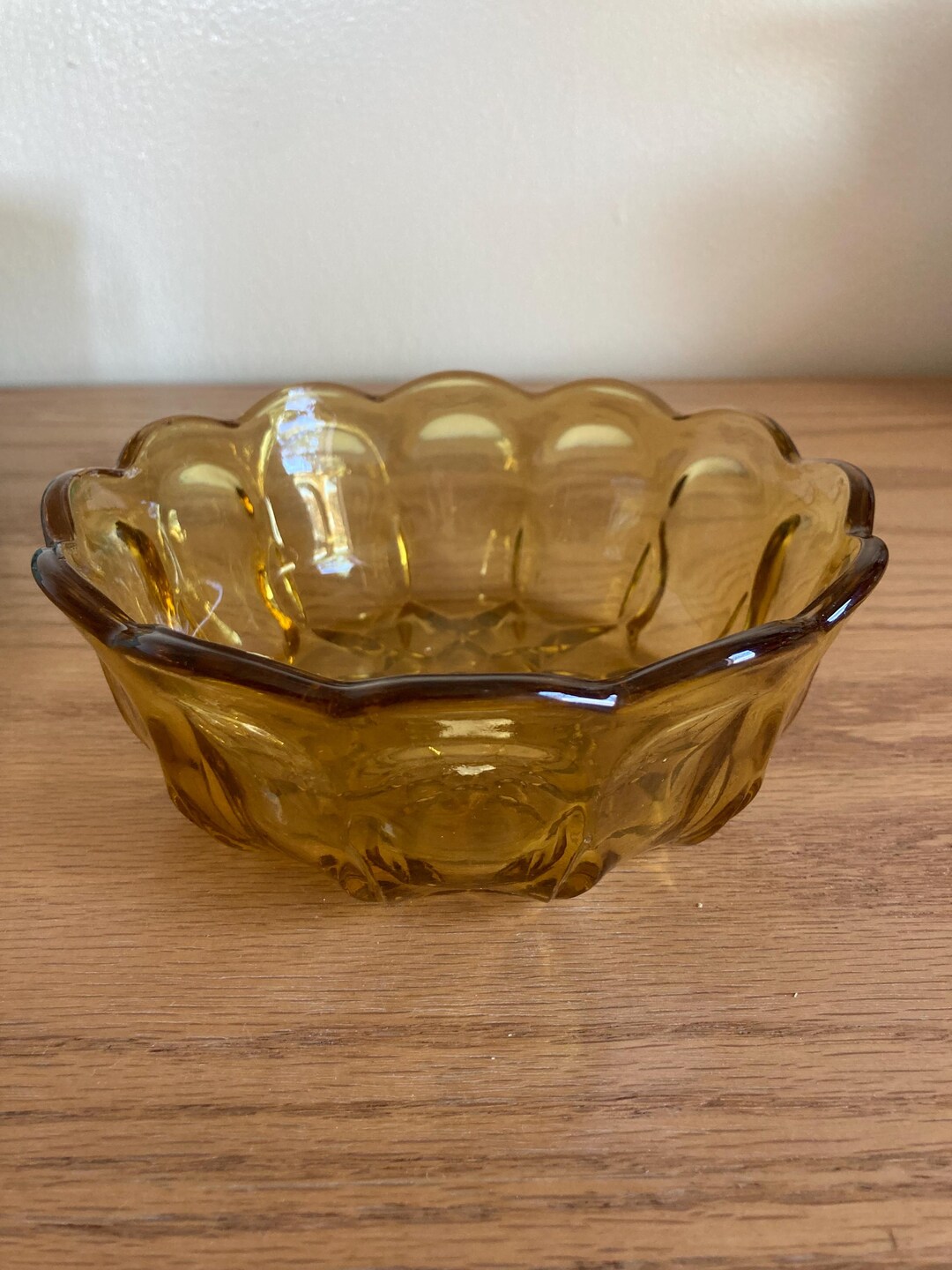Vintage Amber Cut Glass Bowl, 1960s, 1970s - Etsy