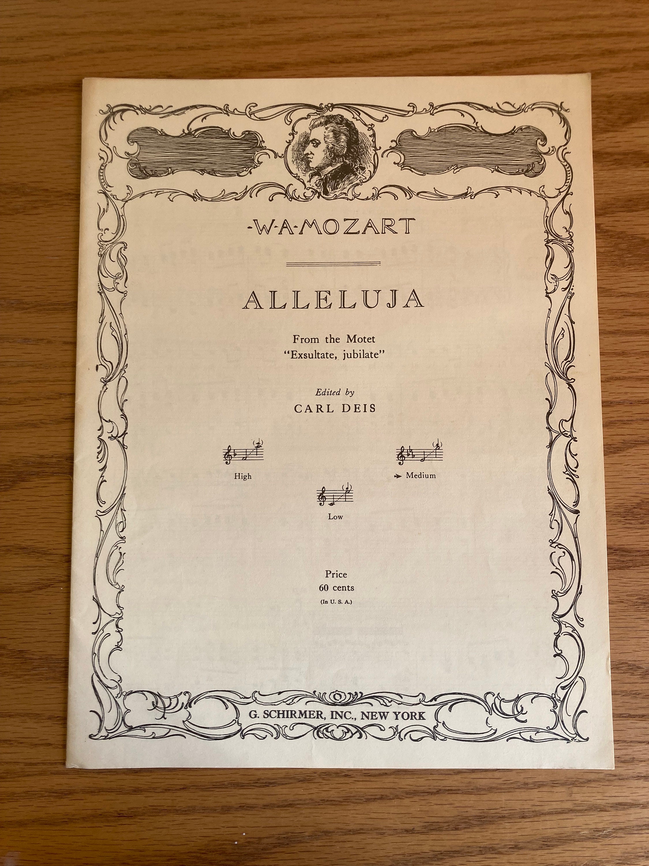Alleluja From Exsultate, Jubilate by Mozart Vintage Sheet Music - Etsy