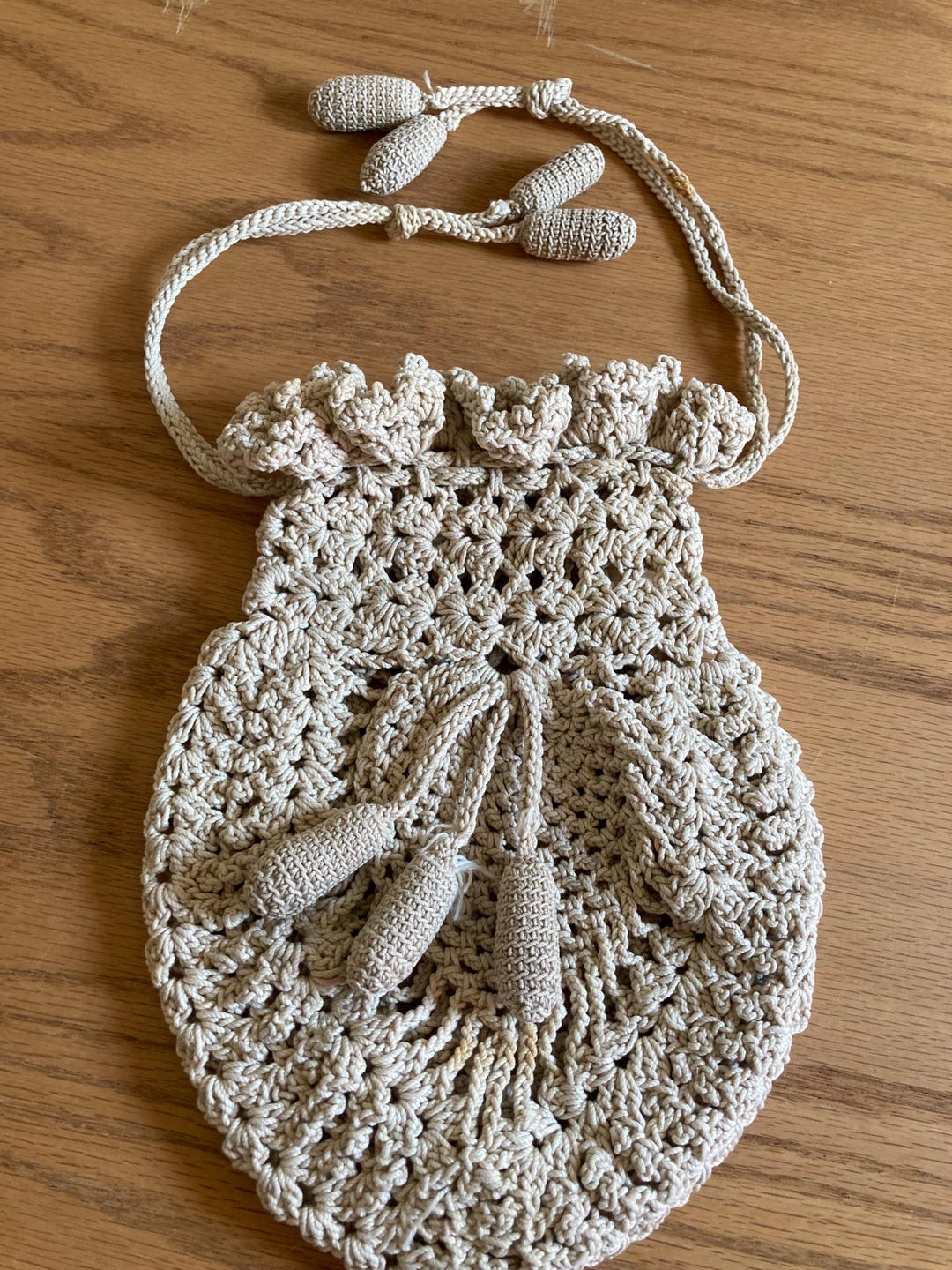 Vintage Handmade Crocheted Drawstring Purse - Etsy