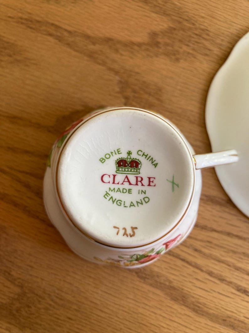 Clare Bone China Teacup and Saucer, Made in England - Etsy