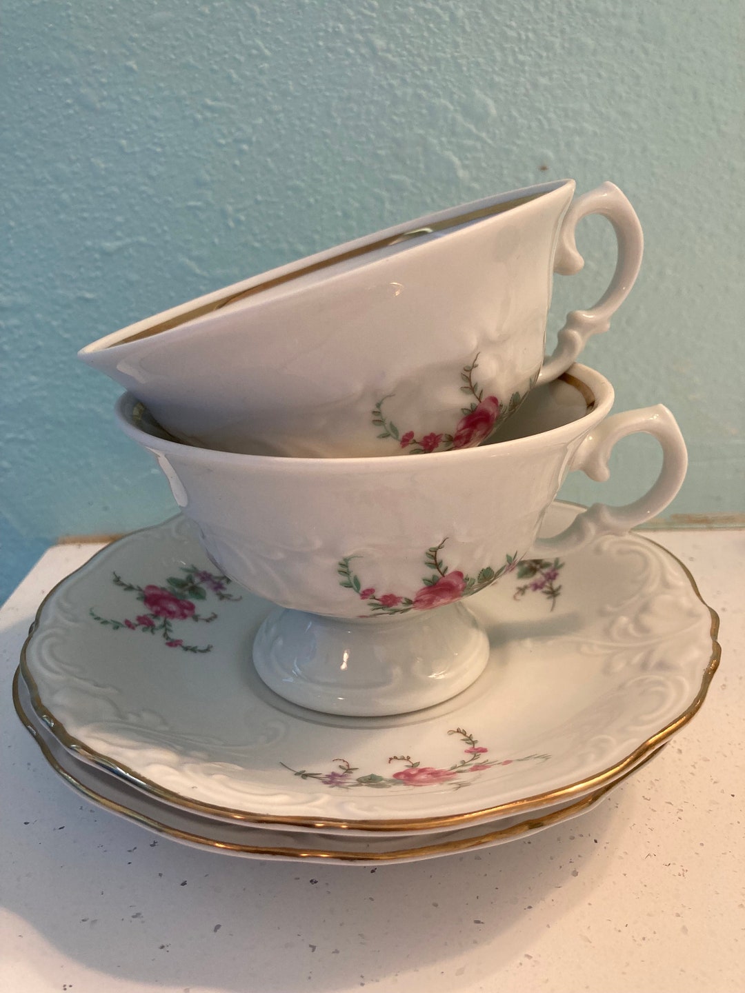 Wawel Rose Garden Teacup and Saucer, 2 Sets - Etsy
