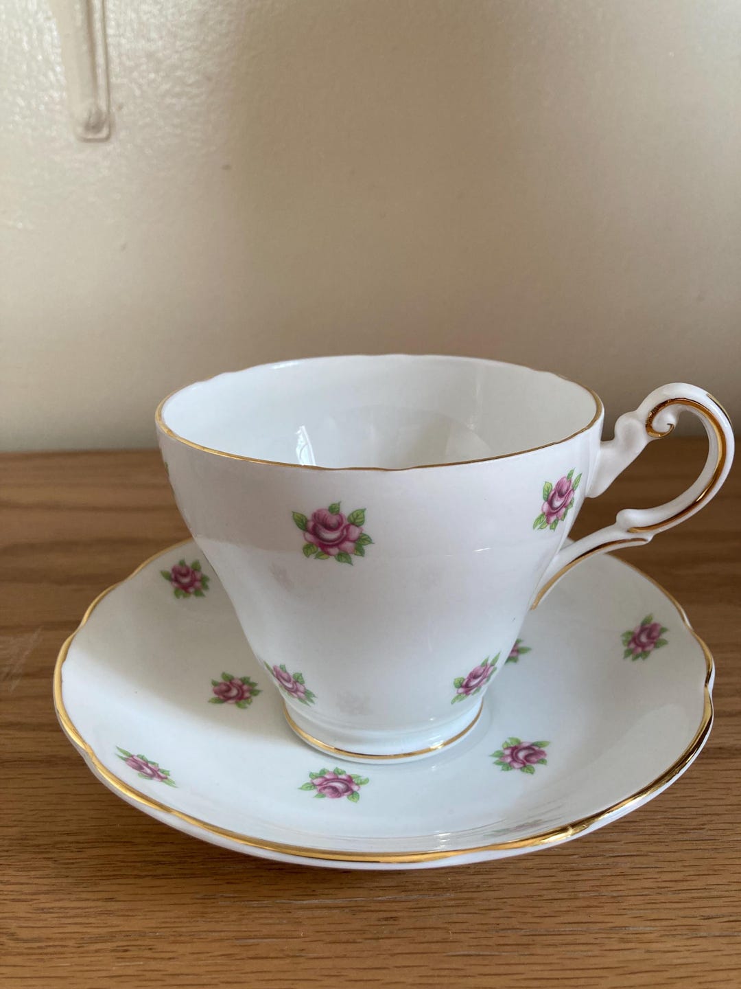 Regency China Teacup and Saucer, Scattered Roses Pattern, Made in ...