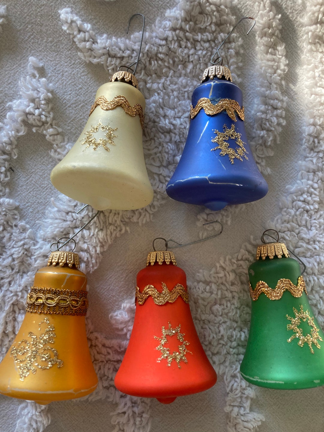 5 Vintage Glass Bell Christmas Ornaments - Etsy