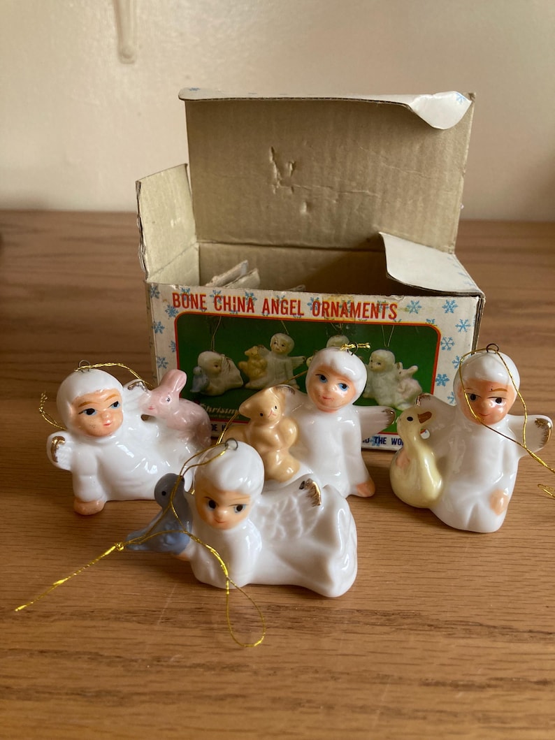 Bone China Angels With Animals Vintage Christmas Tree Ornaments - Etsy