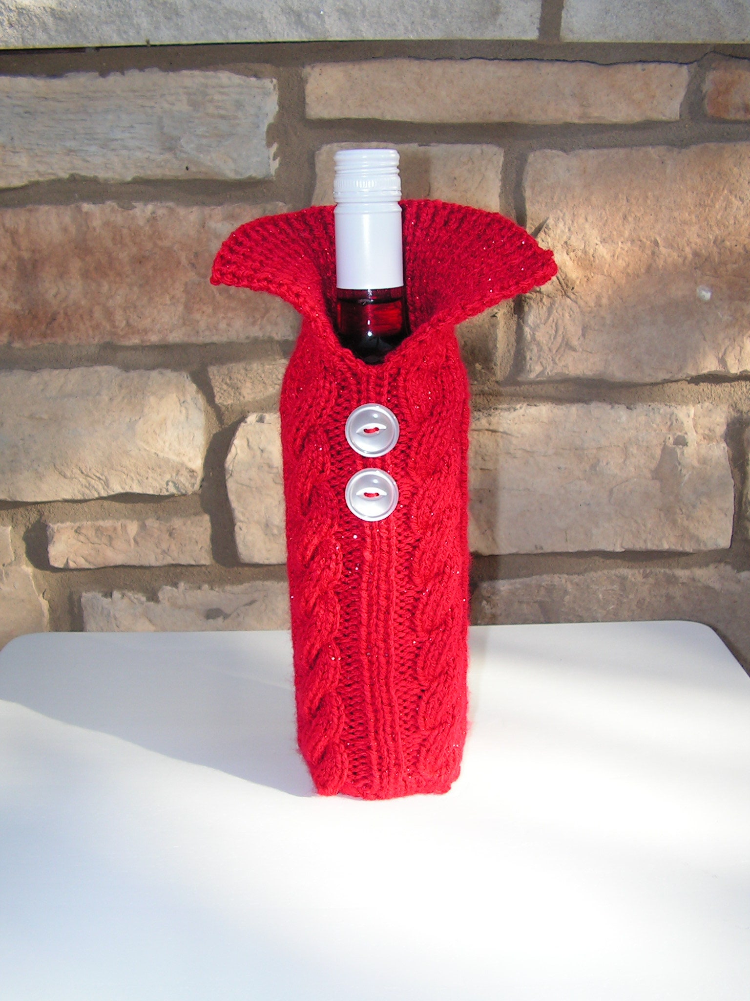 Sparkly Red Wine Bottle Cover, Wine Bottle Sweater, Home Decor ...