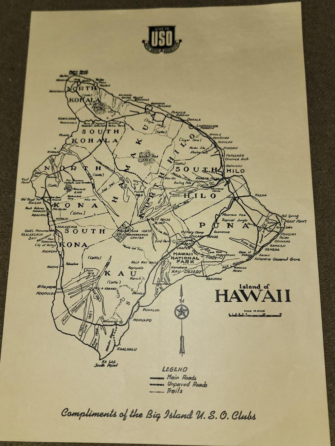 WWII USO Map of Hawaii - Etsy