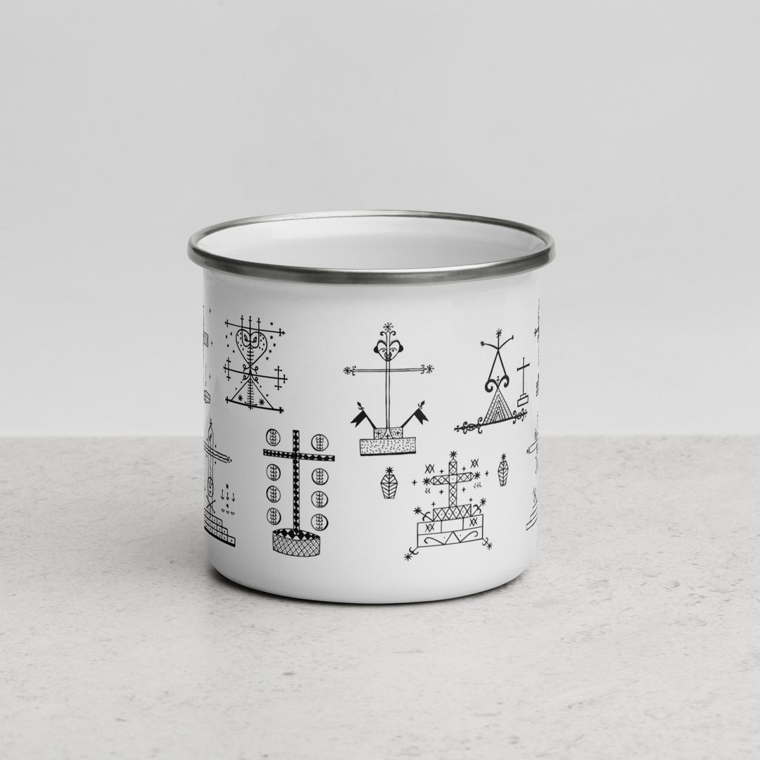 BARON GEDE BRIJIT Haitian Vodou Vèvès Enamel Mug **medium Size ...