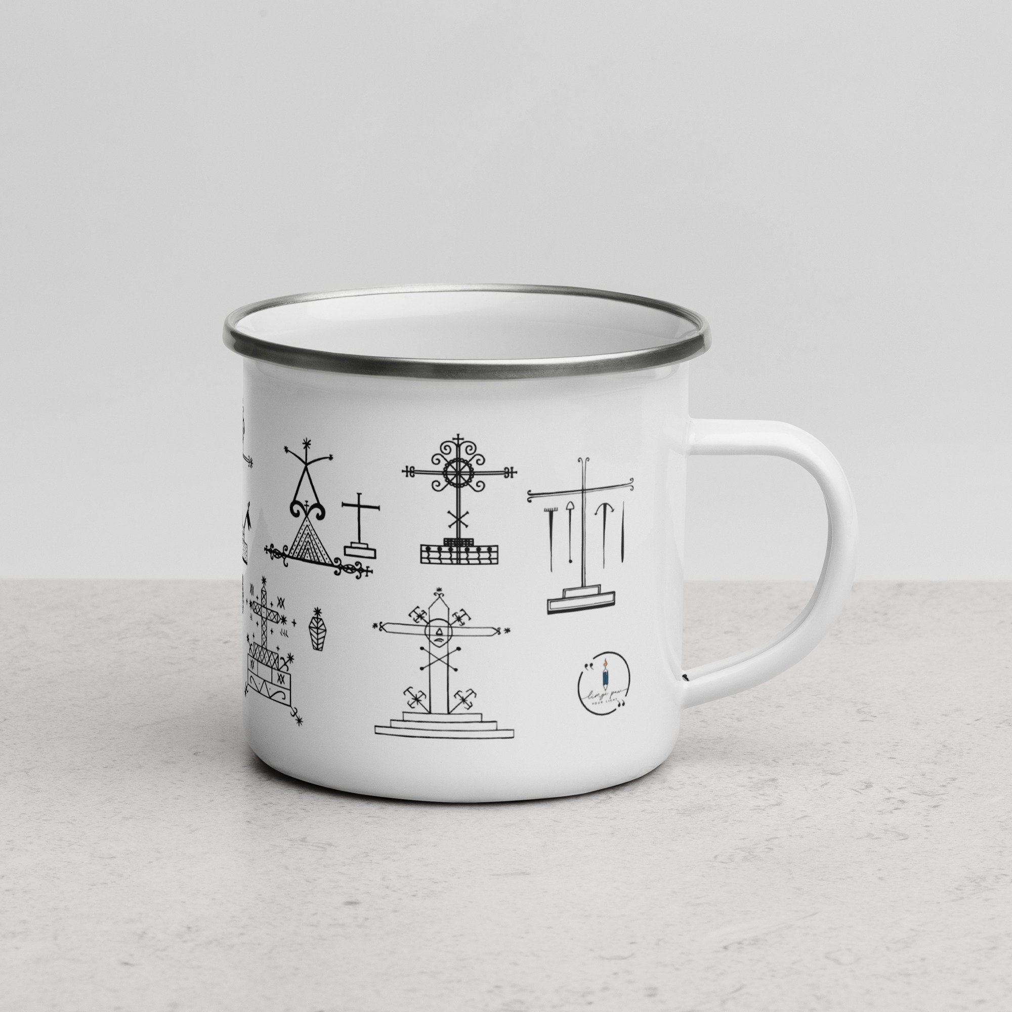 BARON GEDE BRIJIT Haitian Vodou Vèvès Enamel Mug **medium Size ...