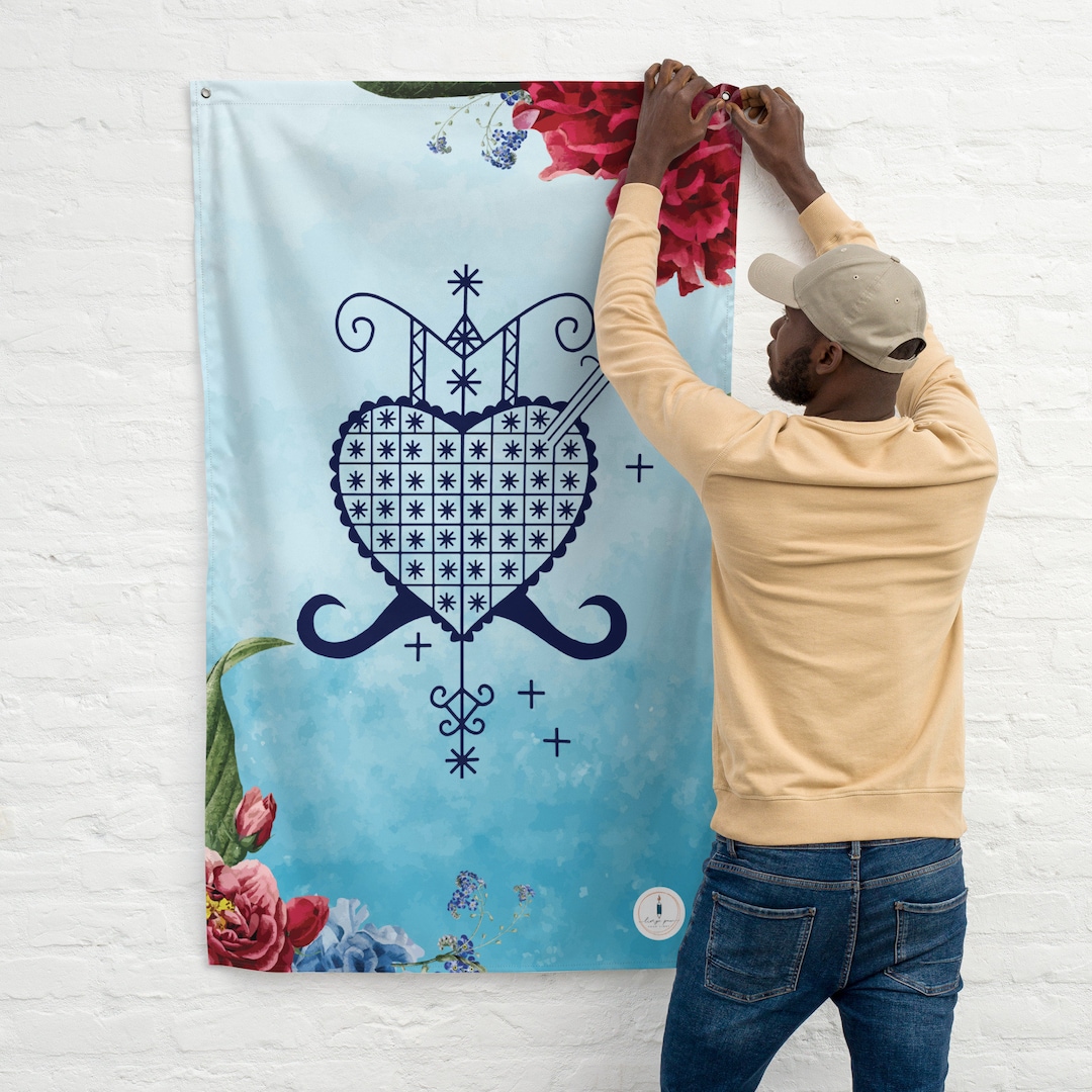 Blue Vèvè EZILI DANTÒ Flag | Drapo Metrèsili | Ezili Danto | Erzulie ...