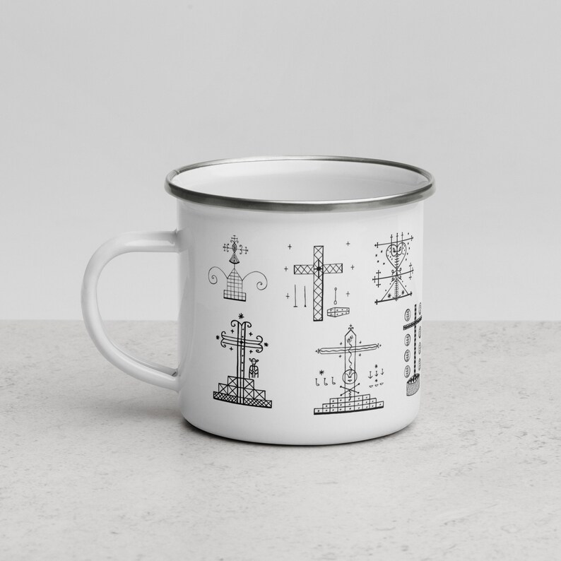BARON GEDE BRIJIT Haitian Vodou Vèvès Enamel Mug **medium Size ...