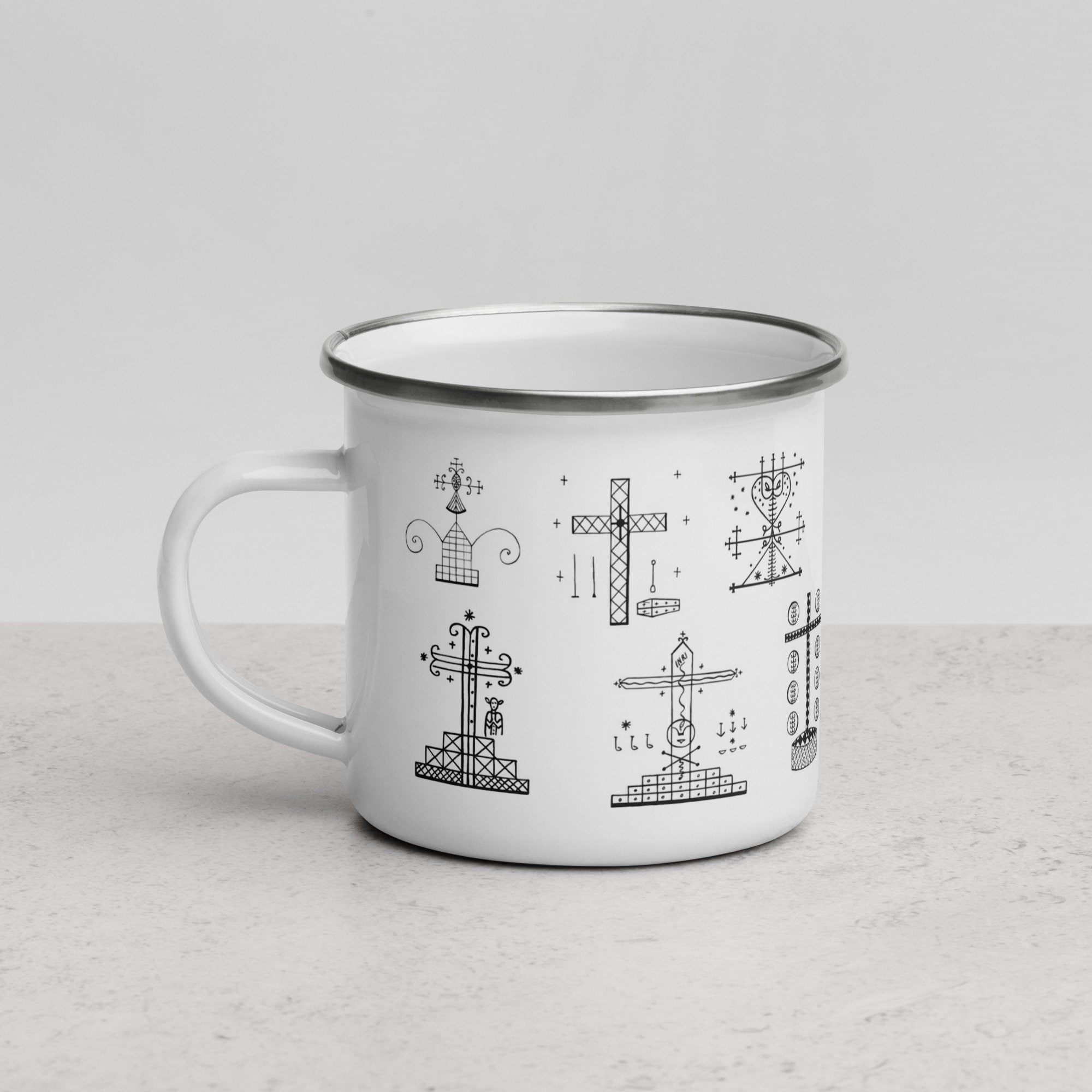 BARON GEDE BRIJIT Haitian Vodou Vèvès Enamel Mug **medium Size ...