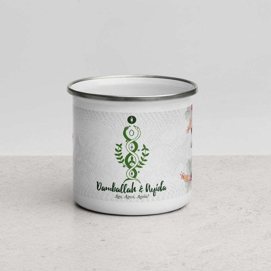 DAMBALLAH AYIDA WEDO #2 Haitian Vodou Vèvè Enamel Mug **medium Size ...