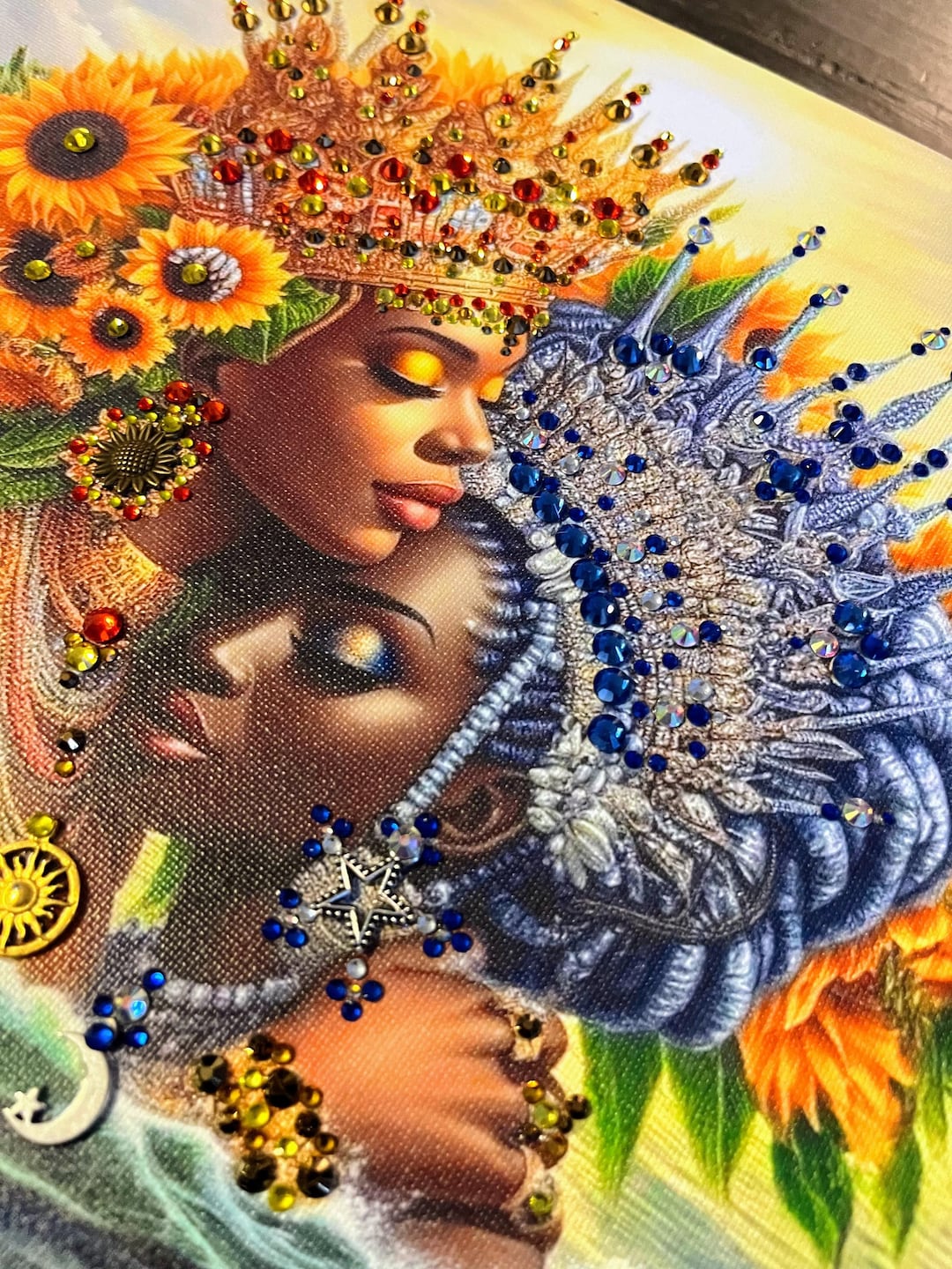 YEMAYA and OSHUN Hand Bejeweled Portrait | Hand Bejeweled Canvas Frame ...